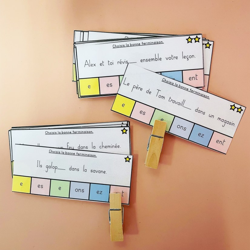 Cartes à pinces – Conjuguer les verbes du 1er groupe au présent – La ...