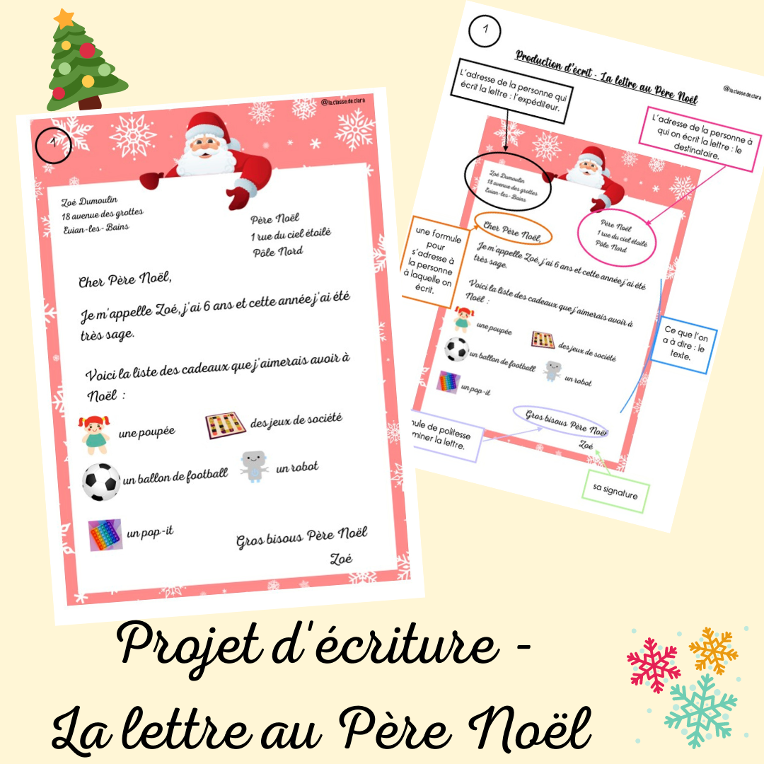 Projet d’écriture – La lettre au Père Noël – La classe de Clara