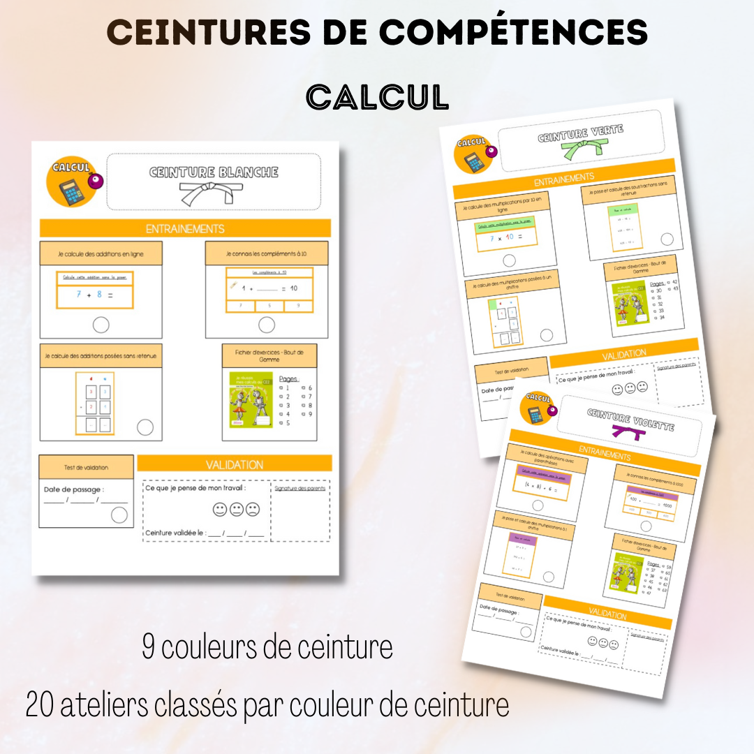 Ceintures de Calcul – CE2 – La classe de Clara