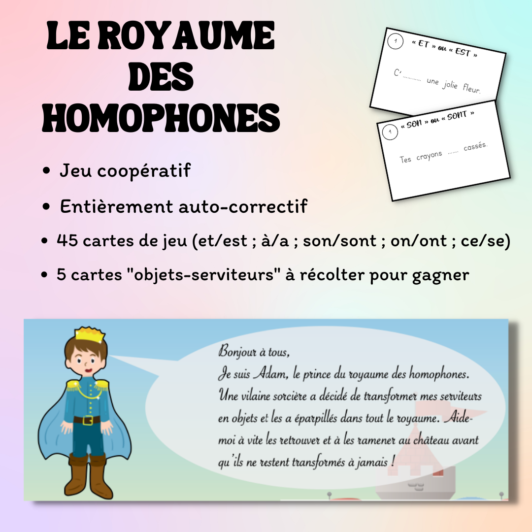Le royaume des homophones – Jeu de plateau – La classe de Clara