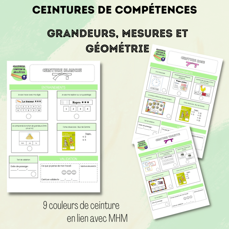 Ceintures de Grandeurs, Mesures et Géométrie en lien avec MHM – CE2 – La classe de Clara