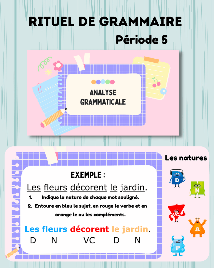 Rituel de grammaire – L’analyse grammaticale – La classe de Clara