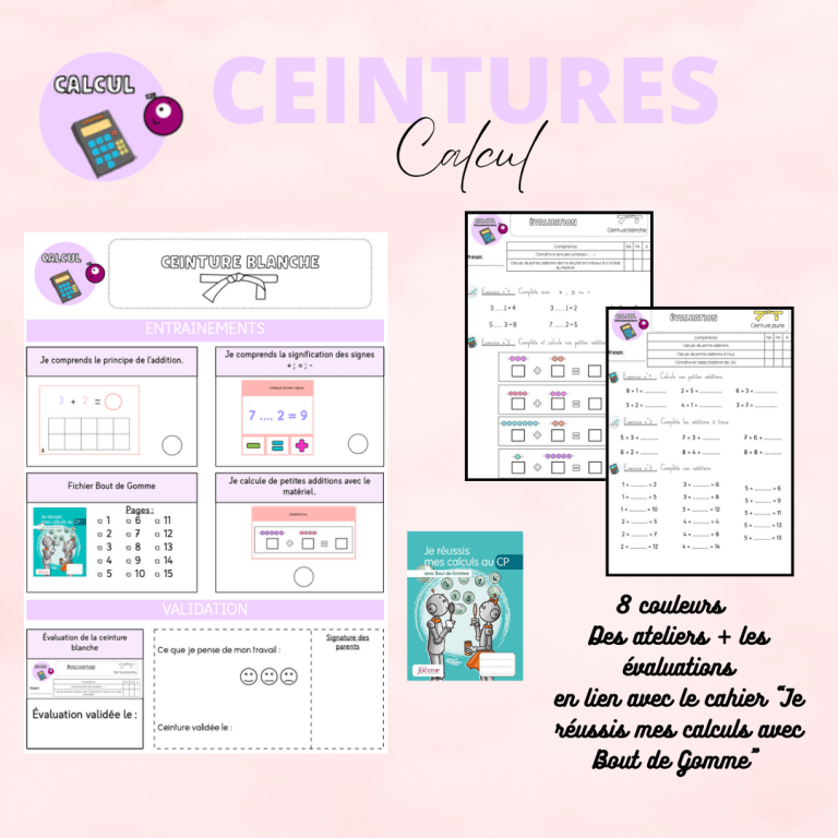 Ceintures de compétences CP – Calcul – La classe de Clara